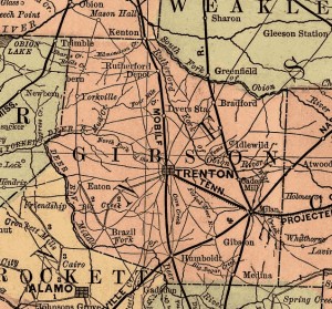 1888 Map of Gibson County – Gibson County, Tennessee, Genealogy & History
