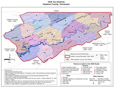 1836 Civil Districts Map — Amazing Resource! – Hawkins County Genealogy ...
