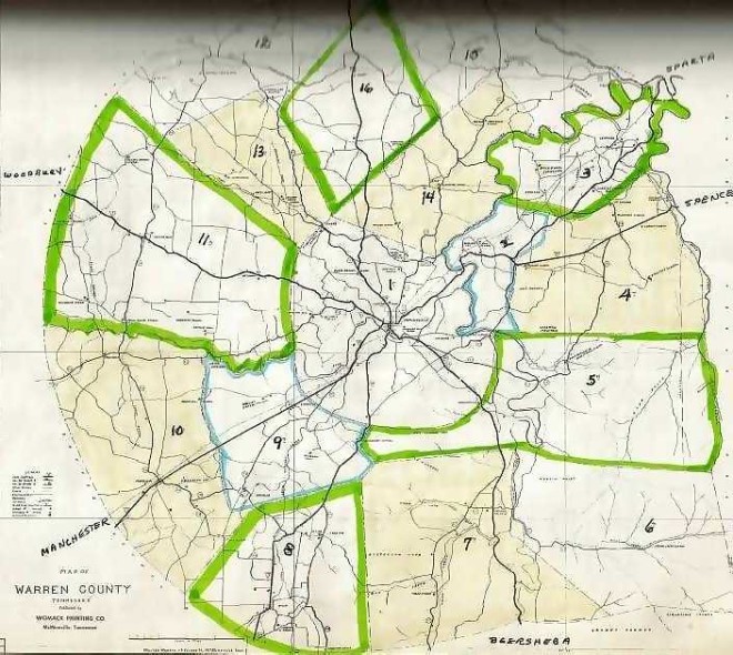 Warren County Districts, ca. 1950 – Warren County, Tennessee, Genealogy ...