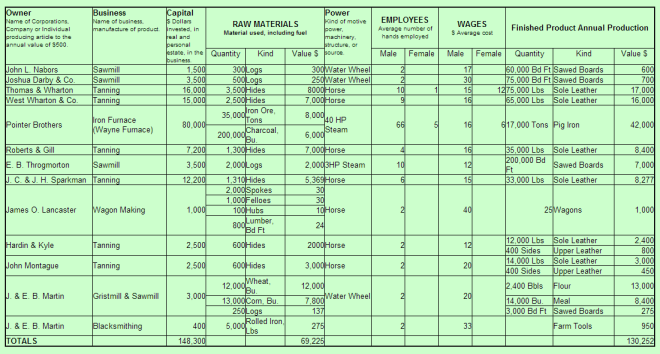1860 Census of Manufacturing | Wayne County, TNGenWeb