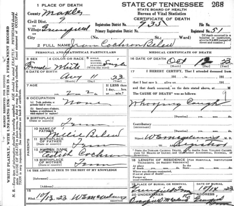 BELEW-Jean Cochran – Weakley County TNGenWeb
