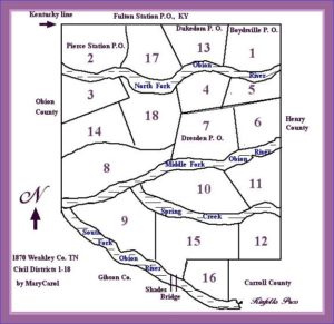 US CENSUS MAP 1870 – Weakley County TNGenWeb